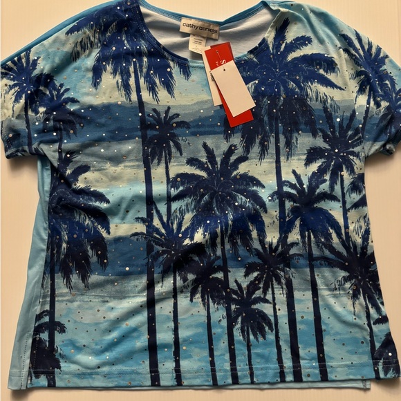 Cathy Daniels | Tops | Nwt Cathy Daniels Palm Tree Large Shirt | Poshmark